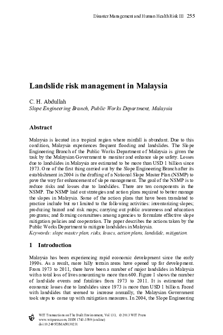 (PDF) Landslide risk management in Malaysia