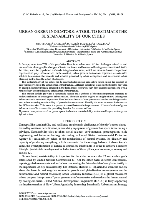 (PDF) Urban green indicators: a tool to estimate the sustainability of ...