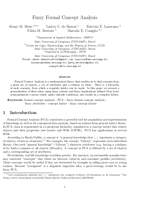 (PDF) Fuzzy Formal Concept Analysis