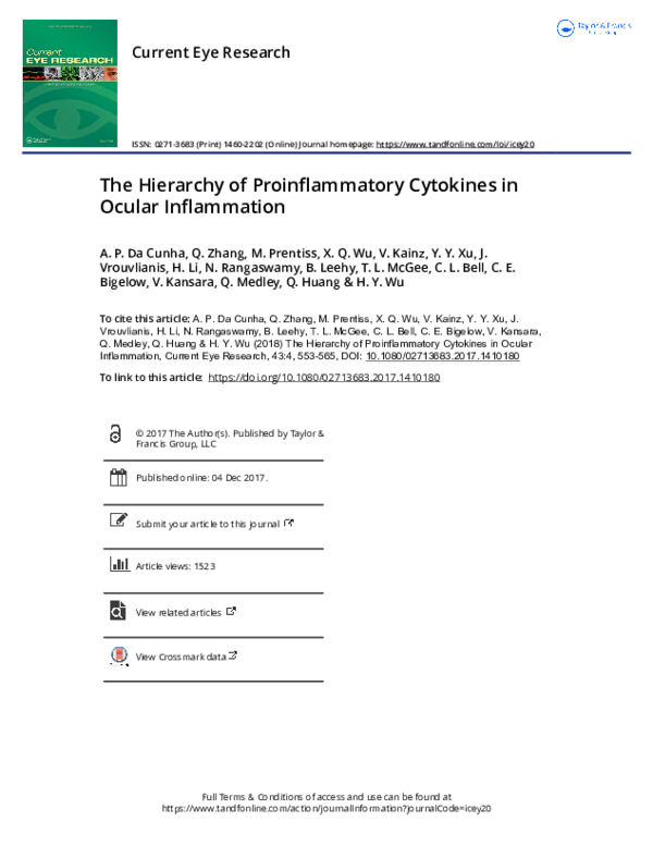 (PDF) The Hierarchy of Proinflammatory Cytokines in Ocular Inflammation