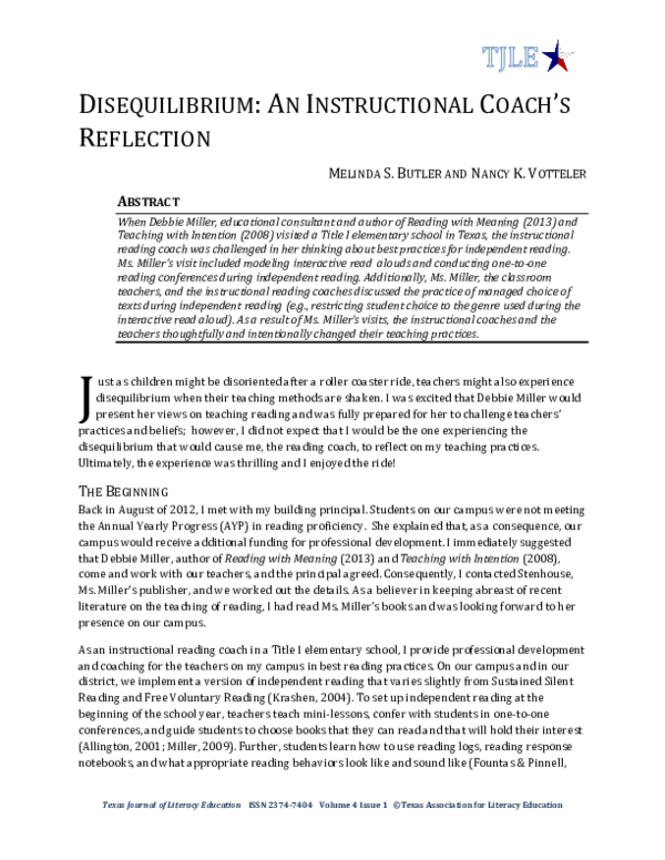 (PDF) Disequilibrium: An Instructional Coach's Reflection