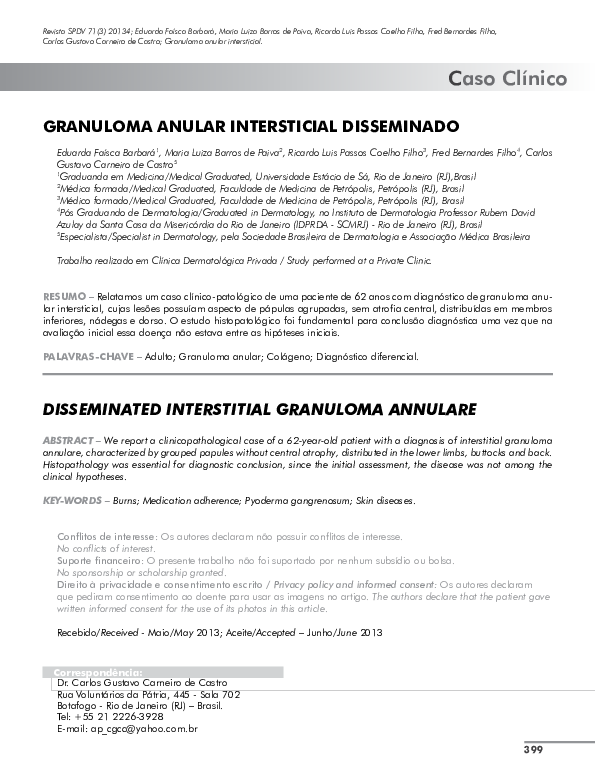 (PDF) Granuloma Anular Intersticial Disseminado | Ricardo Pereira ...