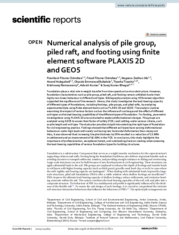 (PDF) Numerical analysis of pile group, piled raft, and footing using finite element software ...