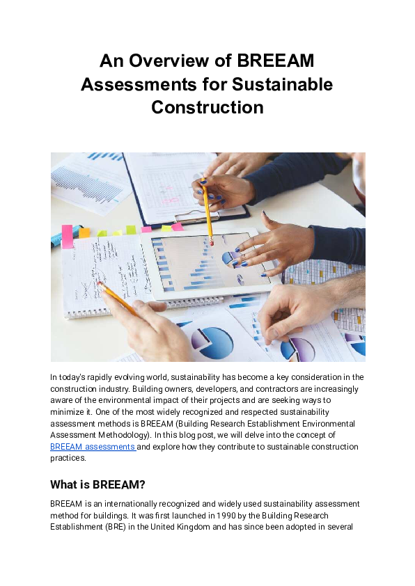 (PDF) An Overview of BREEAM Assessments for Sustainable Construction
