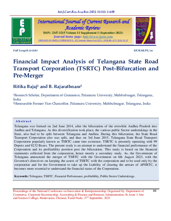 (PDF) Financial Impact Analysis of Telangana State Road Transport ...