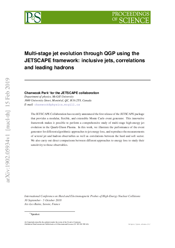 (PDF) Multi-stage jet evolution through QGP using the JETSCAPE framework: inclusive jets ...
