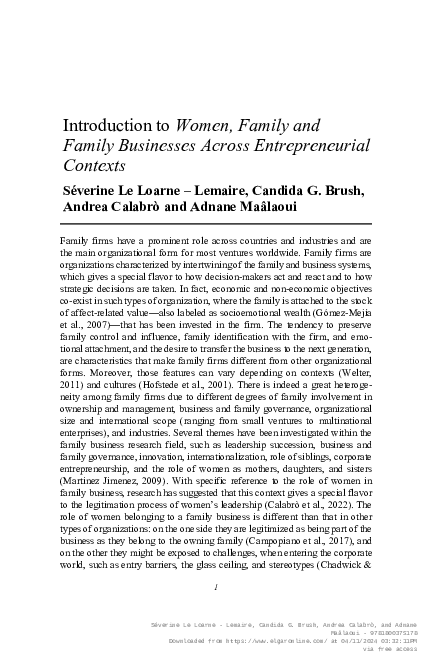 (PDF) Introduction to Women, Family and Family Businesses Across ...