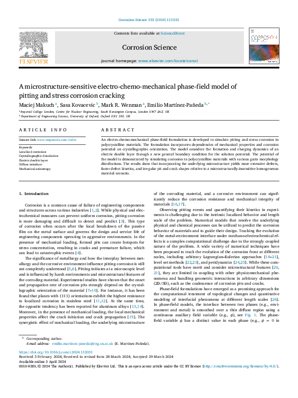 (PDF) A microstructure-sensitive electro-chemo-mechanical phase-field model of pitting and ...