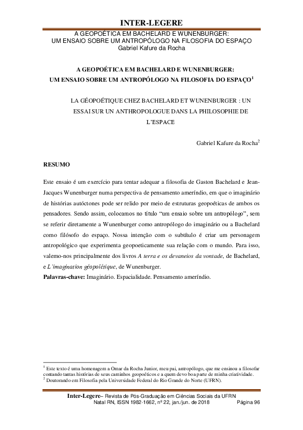 (PDF) Geopoetics in Bachelard and Wunenburger: An Essay on an ...