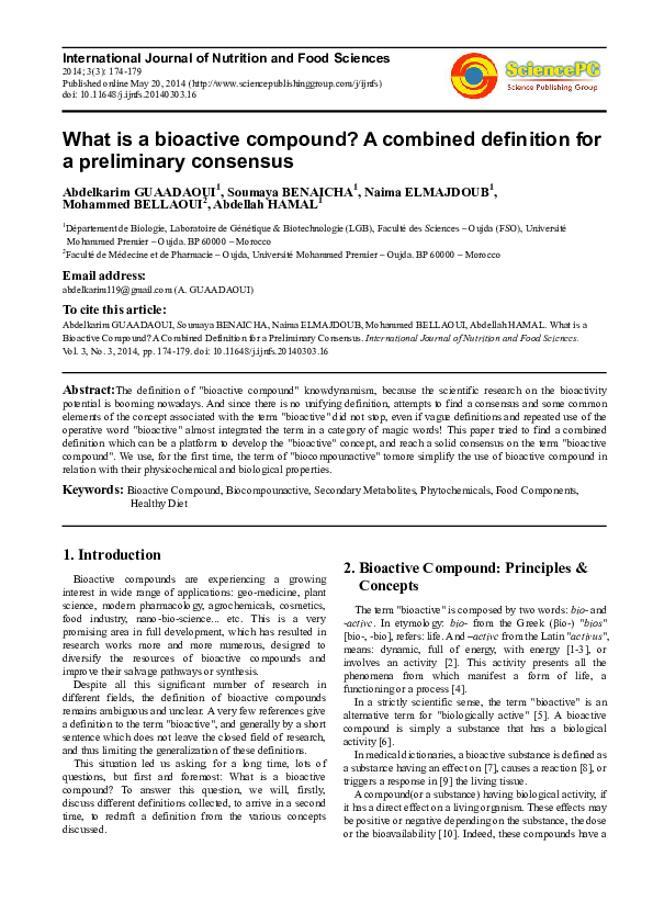 (PDF) What is a Bioactive Compound? A Combined Definition for a ...