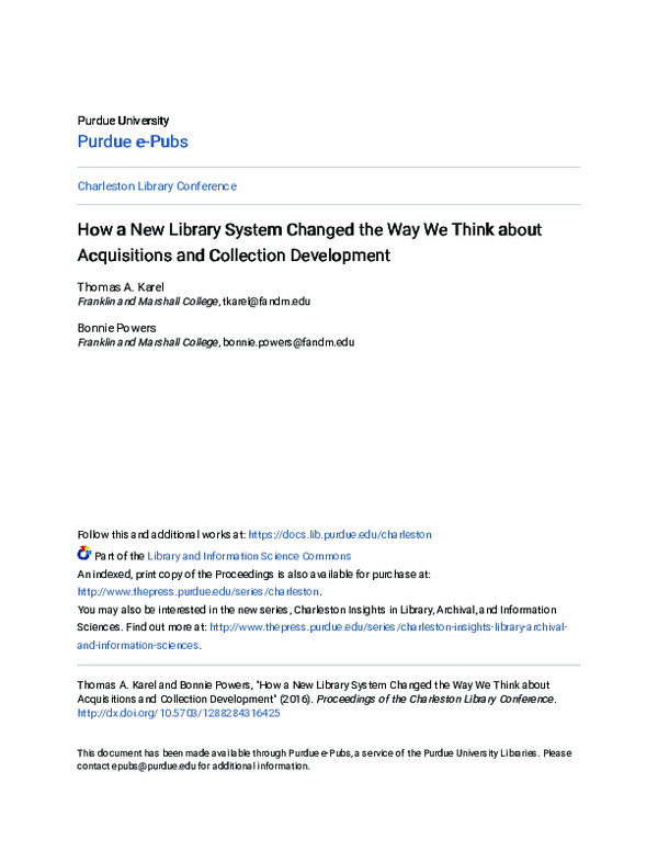 (PDF) How a New Library System Changed the Way We Think about ...