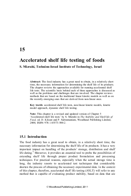 (PDF) Accelerated shelf life testing of foods
