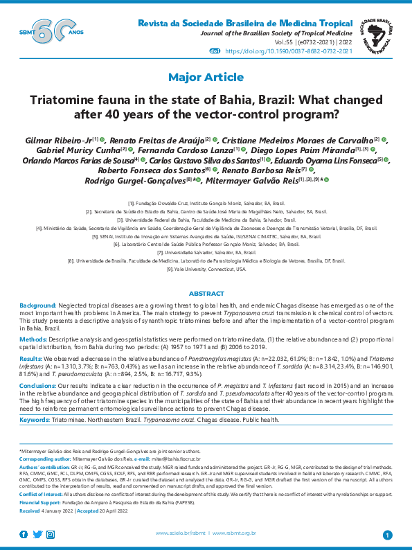 (PDF) Triatomine fauna in the state of Bahia, Brazil: What changed after 40 years of the vector ...