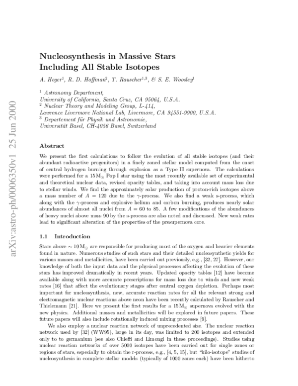 (PDF) Nucleosynthesis in Massive Stars-Including All Stable Isotopes