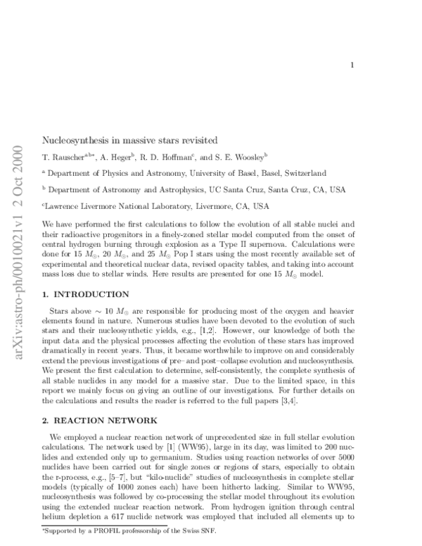 (PDF) Nucleosynthesis in massive stars revisited