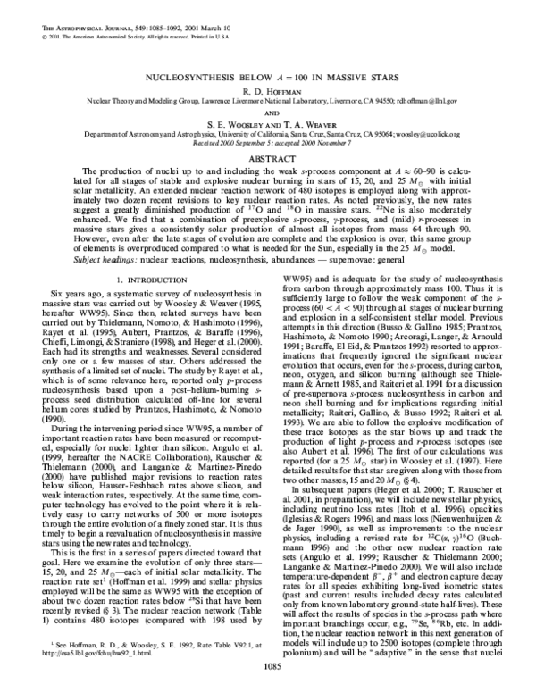 (PDF) Nucleosynthesis below A=100 in massive stars