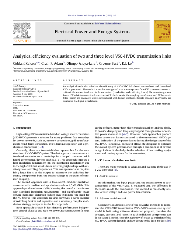 (PDF) Analytical efficiency evaluation of two and three level VSC-HVDC ...