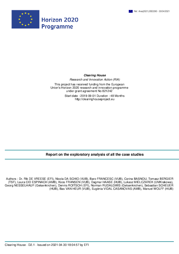 (PDF) Report on the exploratory analysis of the CLEARING HOUSE case ...