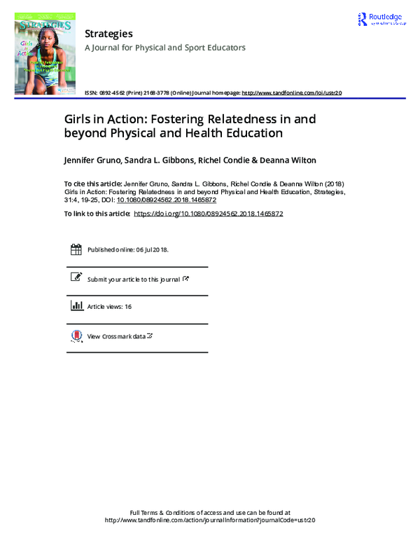 (PDF) Girls in Action: Fostering Relatedness in and beyond Physical and ...