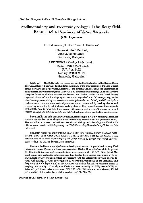 (PDF) Sedimentology and reservoir geology of the Betty field, Baram ...