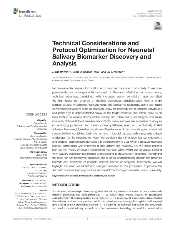(PDF) Technical Considerations and Protocol Optimization for Neonatal Salivary Biomarker ...
