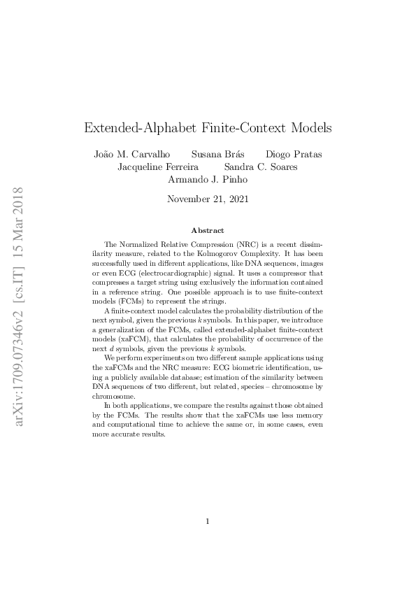 (PDF) 2 Extended-Alphabet Finite-Context Models 2 . 1 Compressing using extended-alphabet finite ...