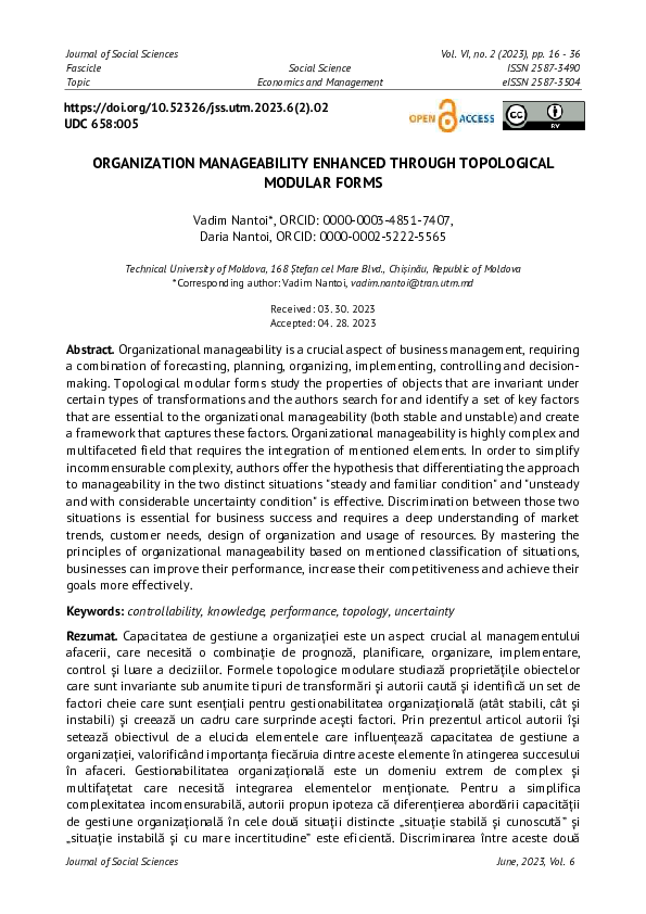 (PDF) Enhancing Organizational Manageability with Topological Methods