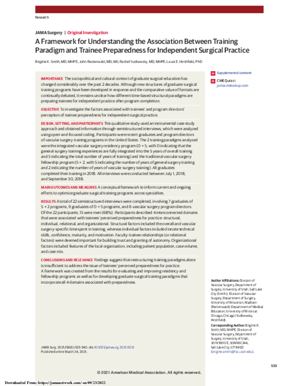 (PDF) Factors Impacting Trainee Surgical Preparedness