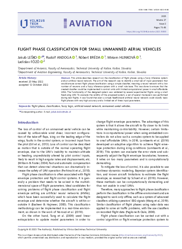 (PDF) Flight Phase Classification for Small Unmanned Aerial Vehicles