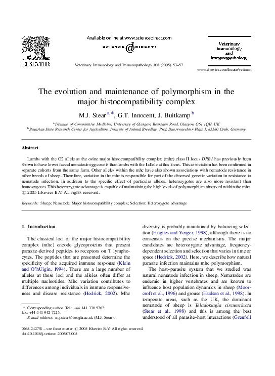 (PDF) The evolution and maintenance of polymorphism in the major ...