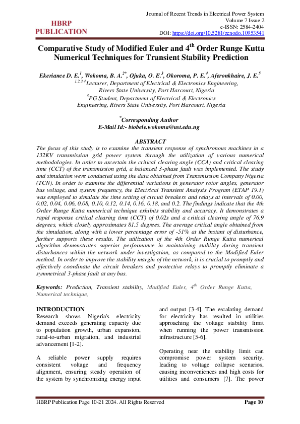 (PDF) Comparative Study of Modified Euler and 4 th Order Runge Kutta Numerical Techniques for ...