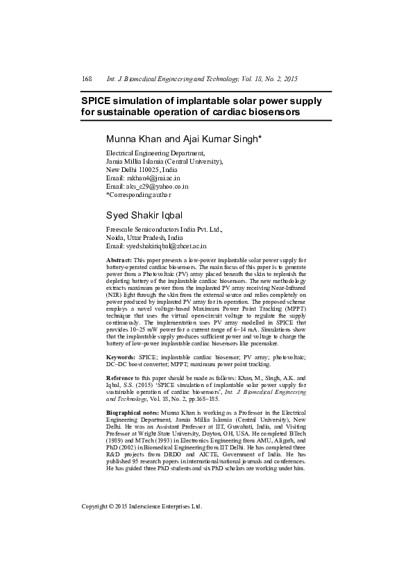 (PDF) SPICE simulation of implantable solar power supply for ...