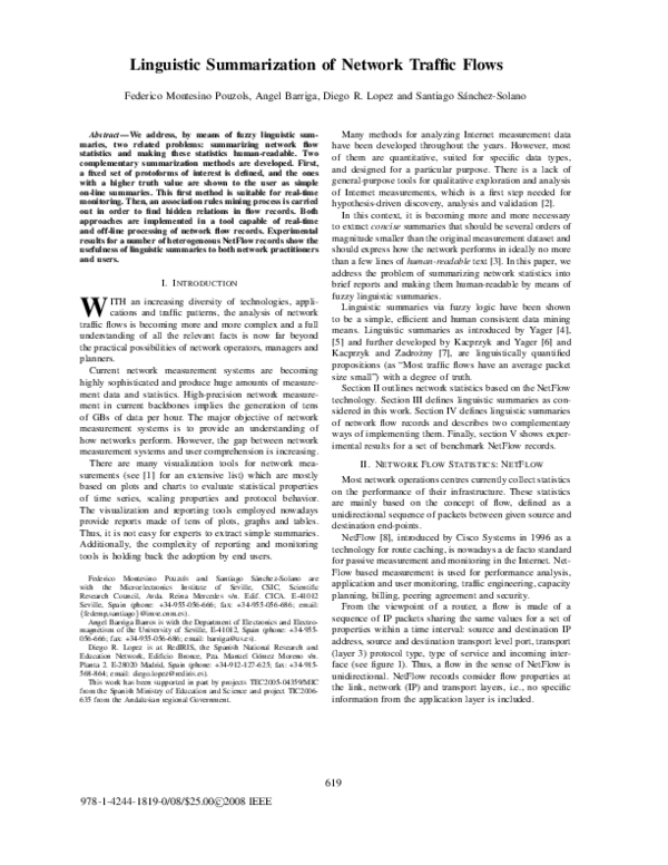 (PDF) Linguistic Summarization of Network Traffic Flows