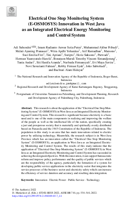 (PDF) Electrical One Stop Monitoring System (E-OSMOSYS) Innovation in ...