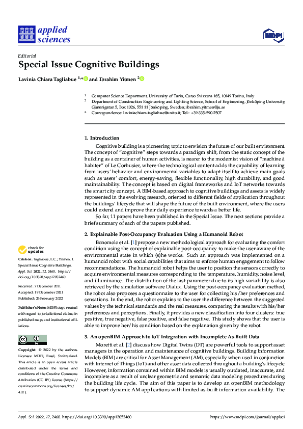 (PDF) Special Issue Cognitive Buildings