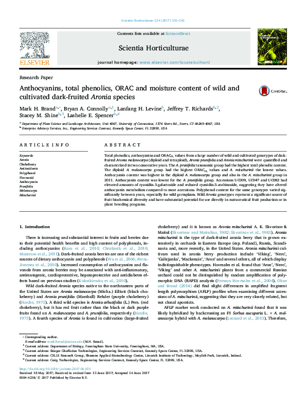 (PDF) Anthocyanins, total phenolics, ORAC and moisture content of wild ...