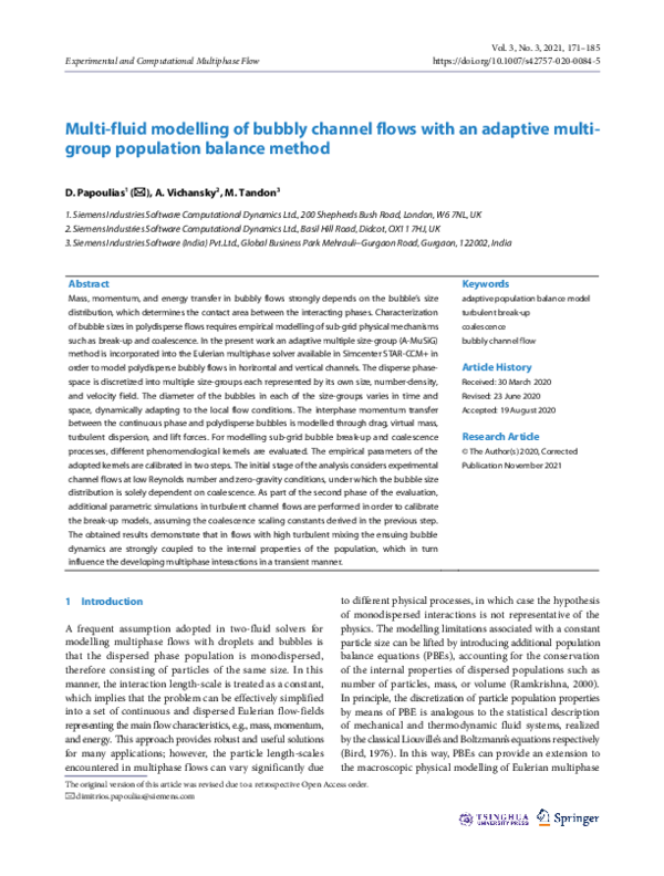 (PDF) Multi-fluid modelling of bubbly channel flows with an adaptive multi-group population ...