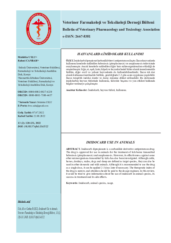 (PDF) Imidocarb Use in Animals