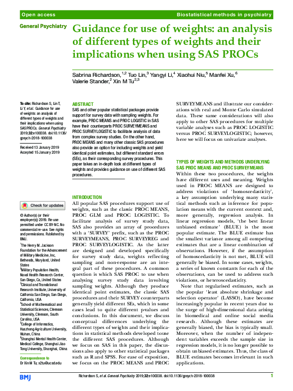 (PDF) Guidance for use of weights: an analysis of different types of ...