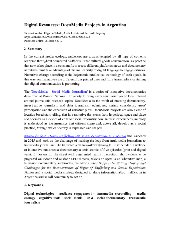 (PDF) Digital Resources: DocuMedia Projects in Argentina