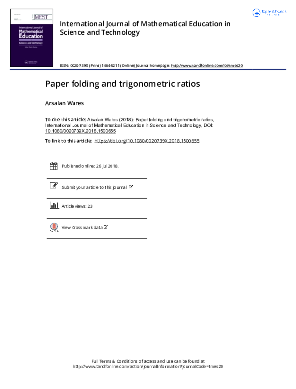 (PDF) Paper folding and trigonometric ratios