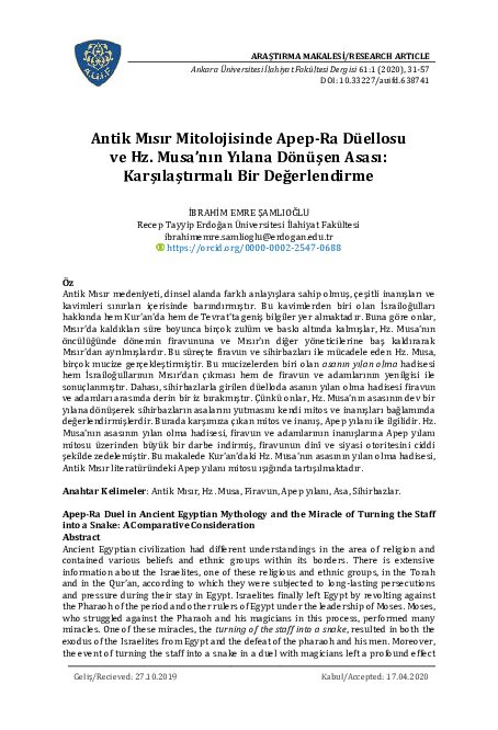 (PDF) Apep-Ra Duel in Ancient Egyptian Mythology and the Miracle of Turning the Staff into a ...