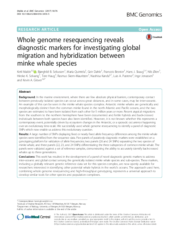 (PDF) Whole genome resequencing reveals diagnostic markers for investigating global migration ...