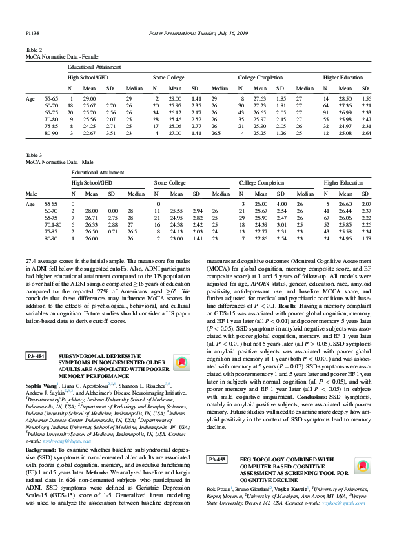 (PDF) P3-455: Eeg Topology Combined with Computer Based Cognitive Assessment as Screening Tool ...