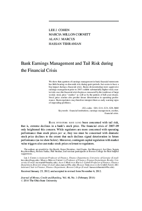 (PDF) Bank Earnings Management and Tail Risk during the Financial Crisis