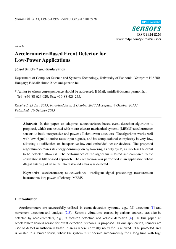 (PDF) Accelerometer-Based Event Detector for Low-Power Applications