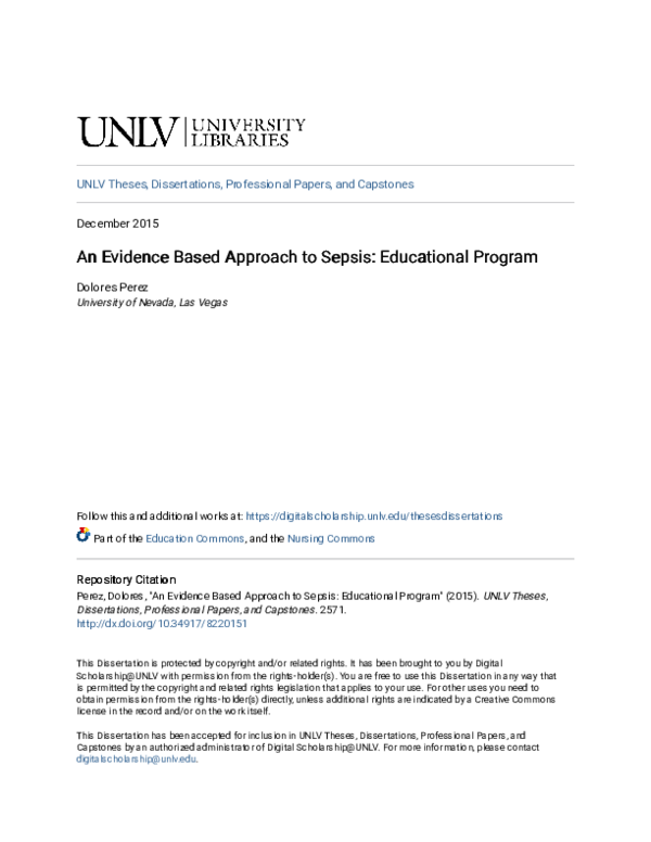 (PDF) An Evidence Based Approach to Sepsis: Educational Program