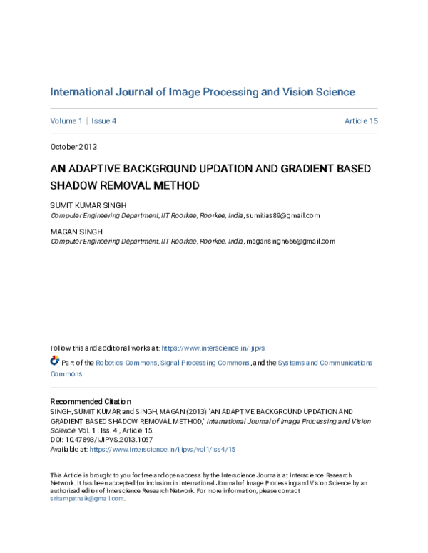 (PDF) An Adaptive Background Updation and Gradient Based Shadow Removal ...