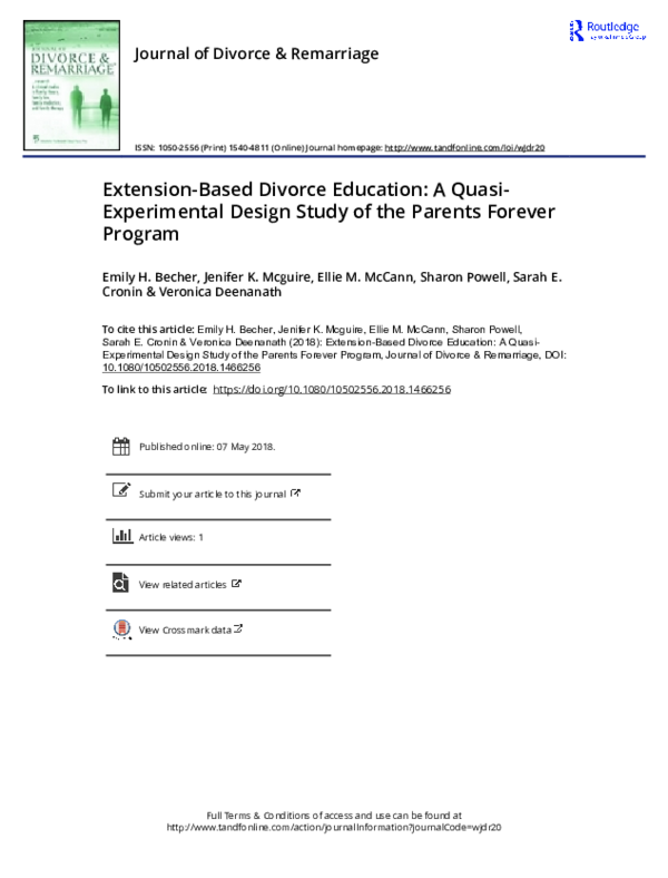 (PDF) Extension-Based Divorce Education: A Quasi-Experimental Design ...