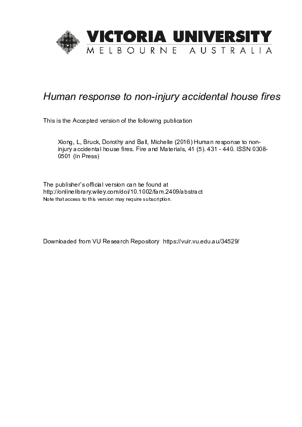 (PDF) Human response to non-injury accidental house fires